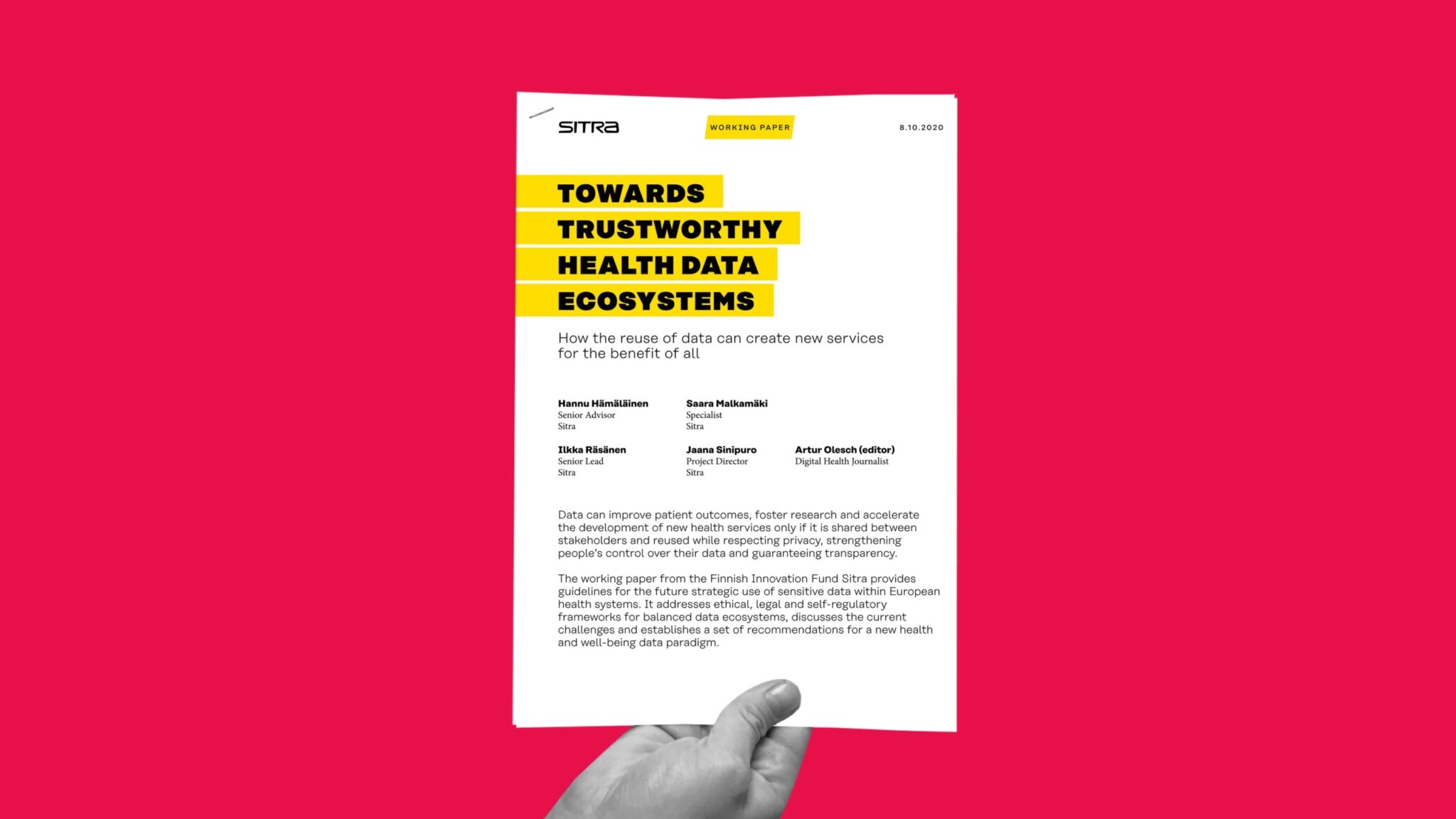 Sitra working paper: Towards trustworthy health data ecosystems - Sitra-new